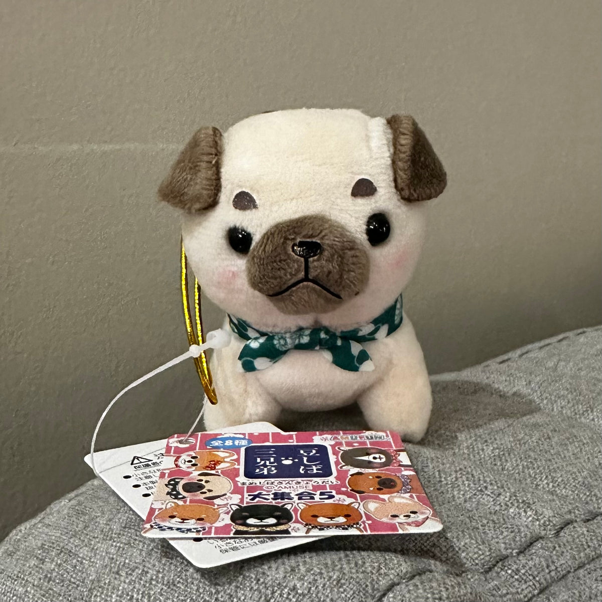 Amufun Mini Mascot - Mameshiba Sankyoudai (豆しば三兄弟) - Pugbe (パグ兵衛) 8cm ...