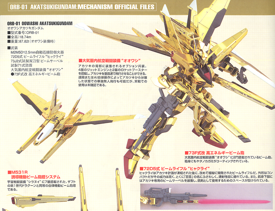 Bandai 1/100 Gundam Seed ORB-01 Akatsuki Gundam Oowashi Pack / Shiranui ...