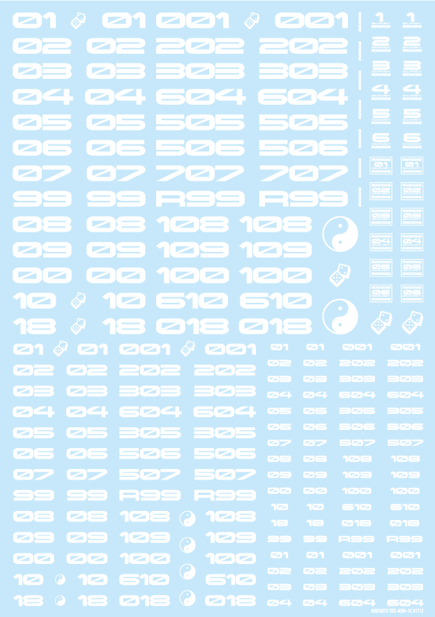 HiQ Parts TR Decal 3 Number White (1 Sheet) - Argama Hobby - Canada ...